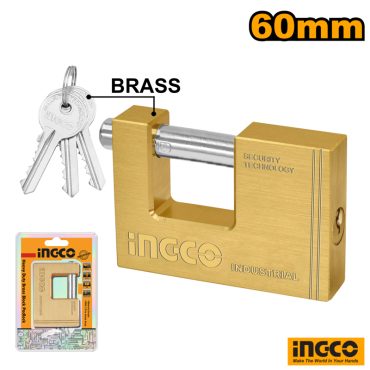 INGCO Heavy Duty Brass Block Padlock 60mm | Tool.lk