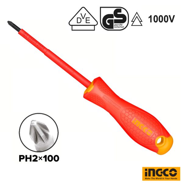 INGCO Insulated Screwdriver PH2 100mm | Tool.lk