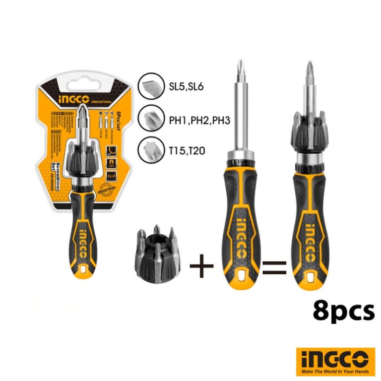INGCO 8Pcs Ratchet Screwdriver | Tool.lk