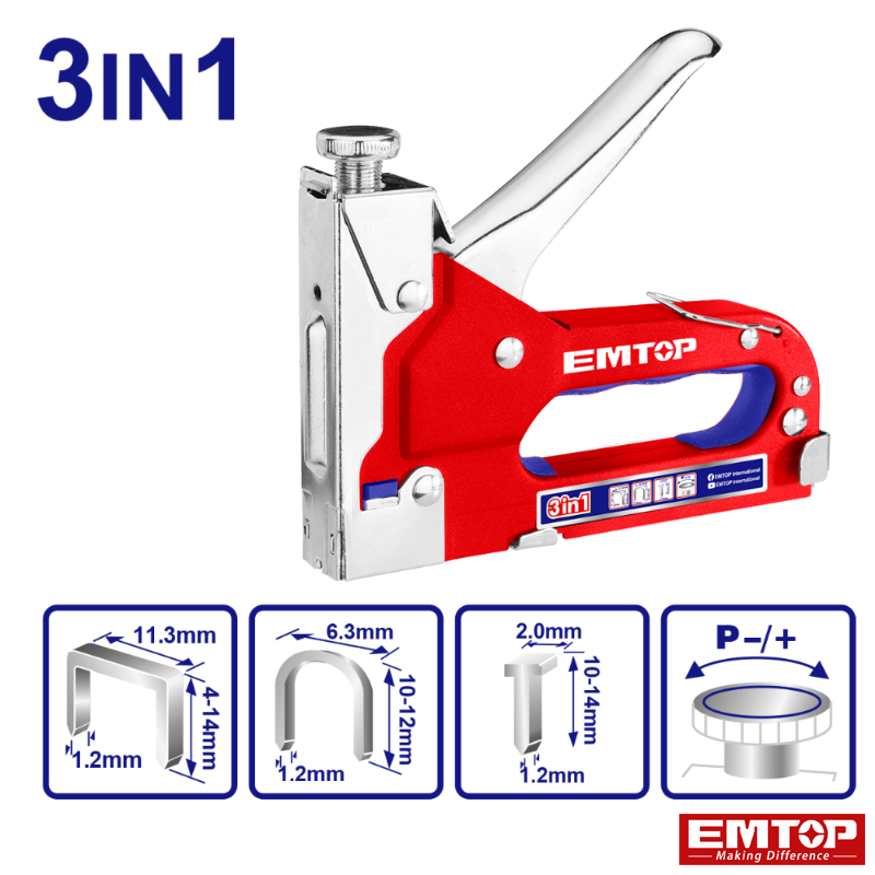 EmTop Staple Gun 3 in 1 (Staple, U-Staple, Brad Nail) | Tool.lk