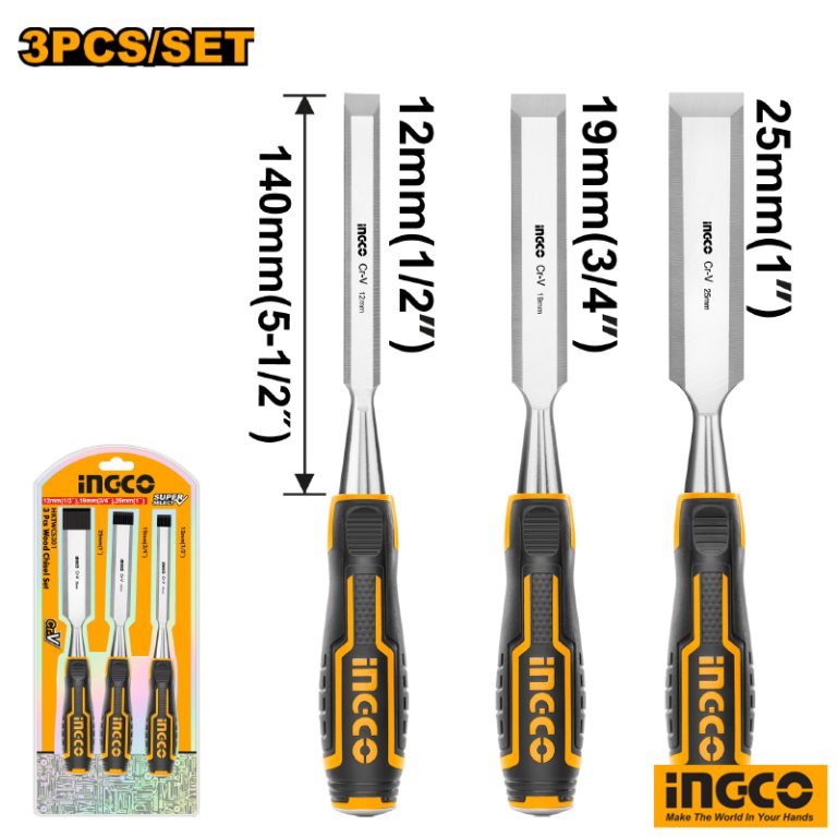 INGCO Wood Chisel Set 3 PCs | Tool.lk