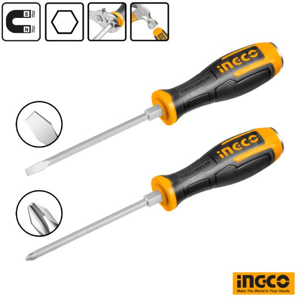 INGCO 2 PCs Go-Through Screwdriver Set | Tool.lk