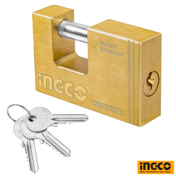 INGCO Heavy Duty Brass Block Padlock 80mm | Tool.lk